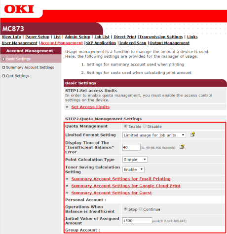 Operating Management/ Specifications | OKI