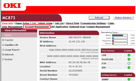 Operating Management/ Specifications | OKI