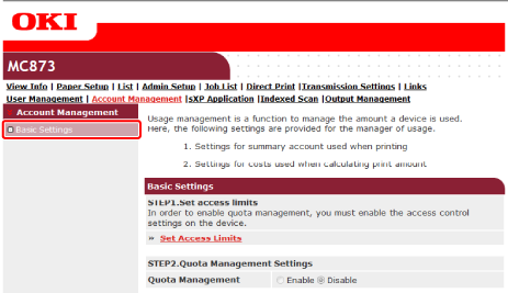 Operating Management/ Specifications | OKI