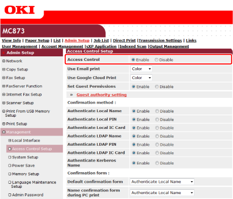 Operating Management/ Specifications | OKI