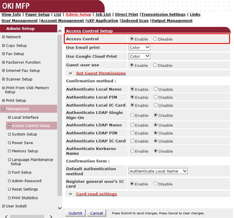 Operating Management/ Specifications | OKI