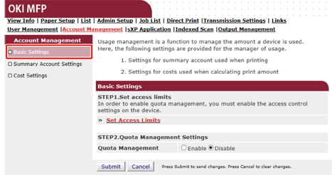 Gestion/ Spécifications du fonctionnement | OKI Data