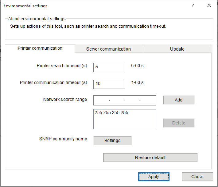 Monitoring Tool 설정 변경 | OKI