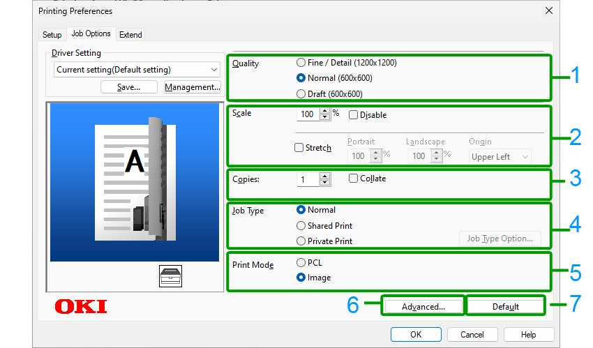 Windows PCL 프린터 드라이버의 경우 | OKI
