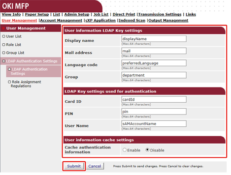 Betriebsverwaltung/ Technische Daten | OKI
